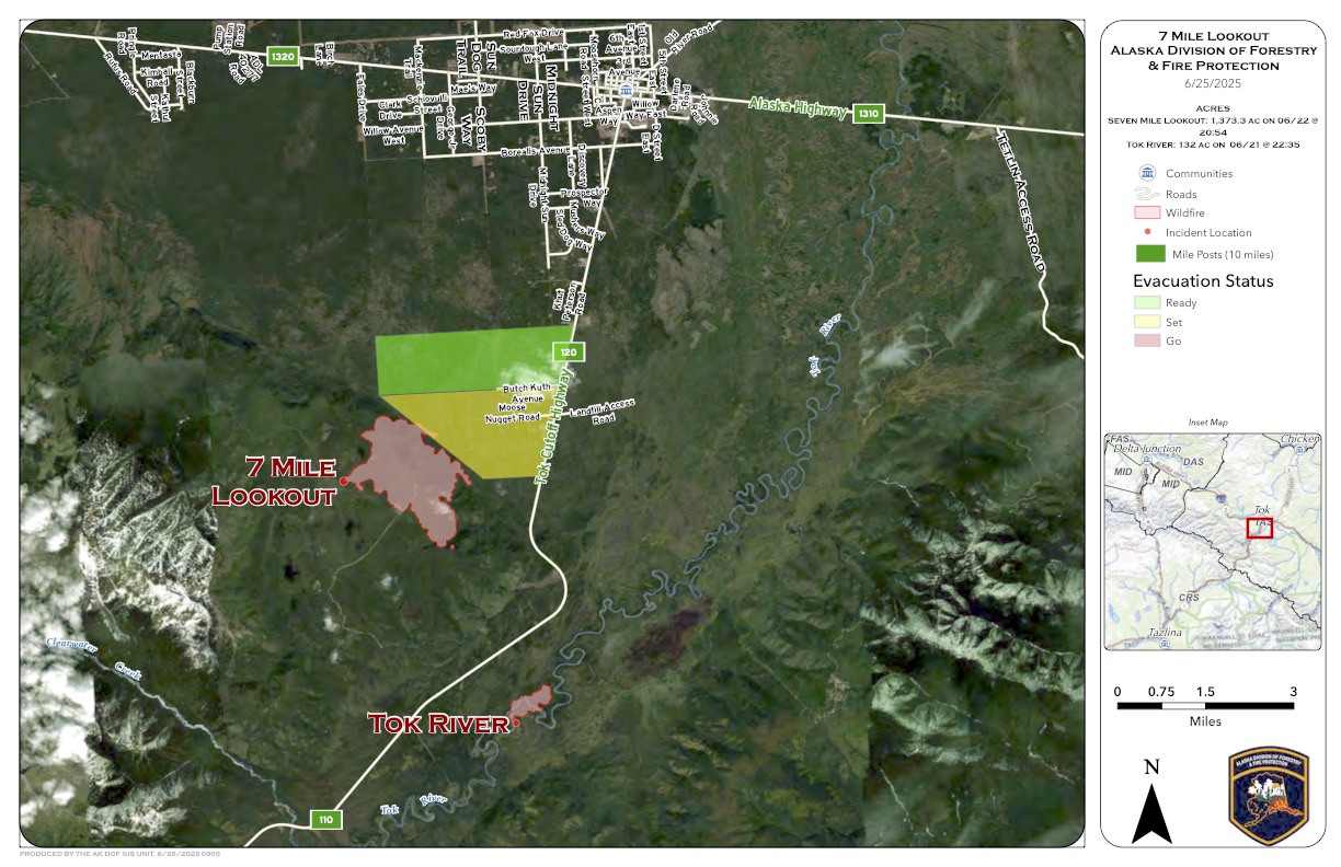 Firefighters make progress on Tok Area wildfires as evacuation levels ...