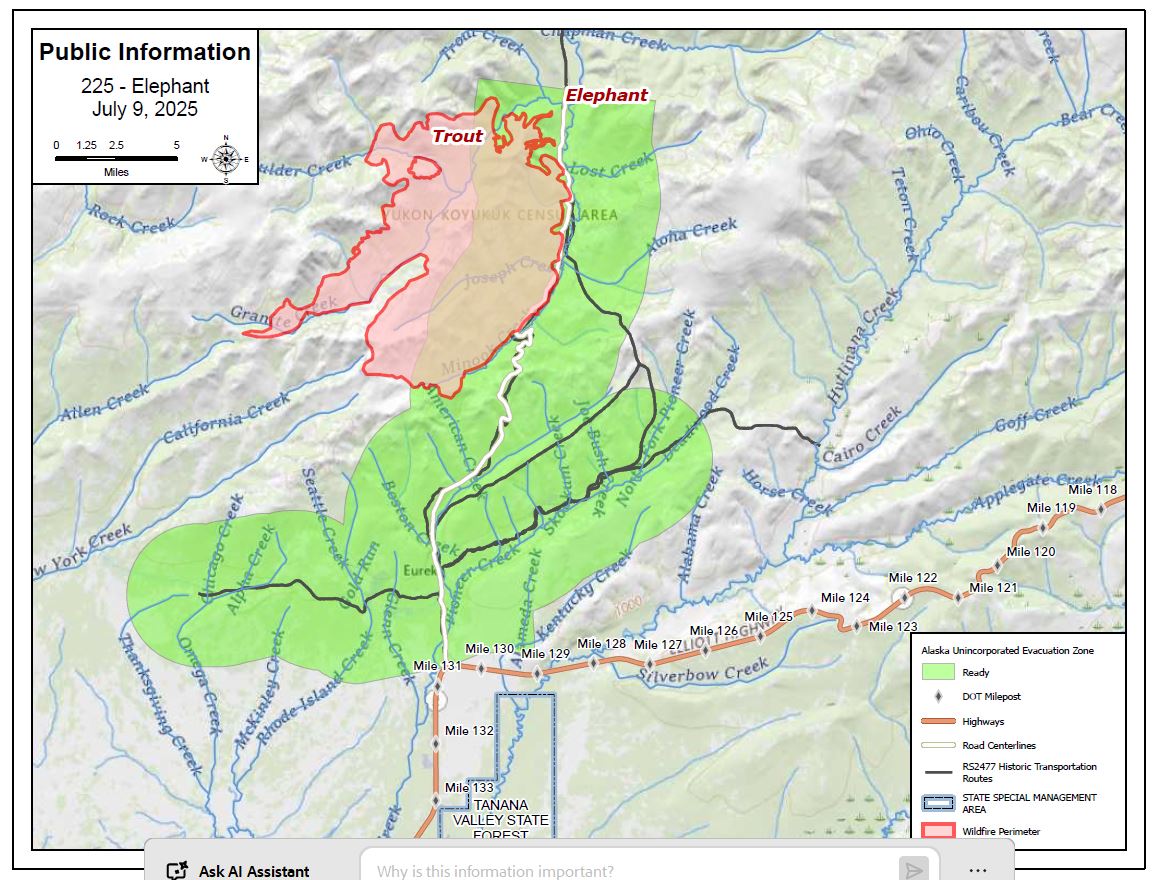 Evacuation level reduced to “Ready” for the Elephant Fire – Alaska ...