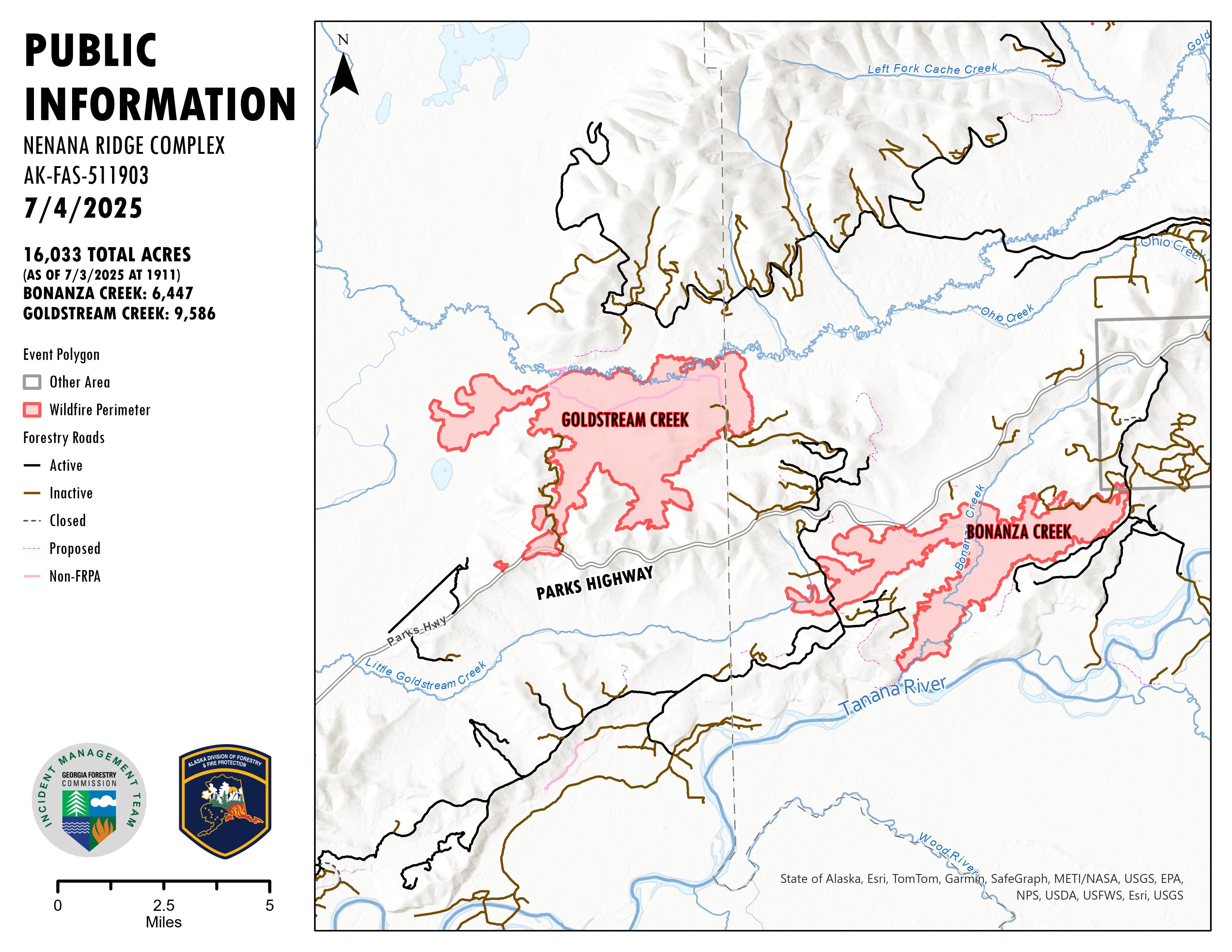 Wildfire activity fueled by red flag fire weather on the Nenana Ridge ...